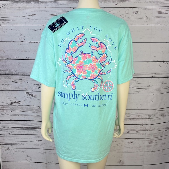 Simply Southern | Tops | Nwt Simply Southern Crab Light Blue Tshirt ...